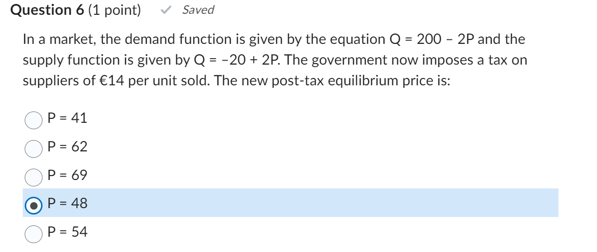 Solved In a market, the demand function is given by the | Chegg.com