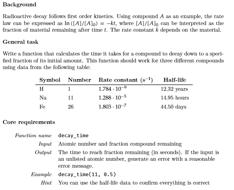 Solved Background Radioactive decay follows first order | Chegg.com