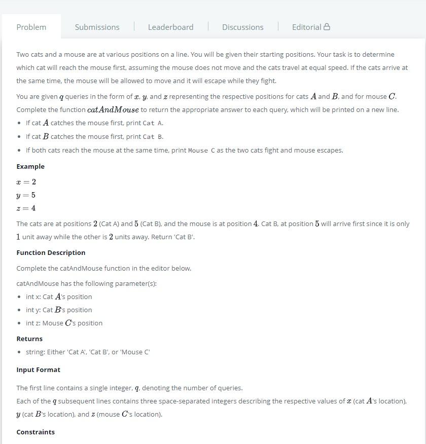 Solved Problem Submissions Leaderboard Discussions Editorial | Chegg.com
