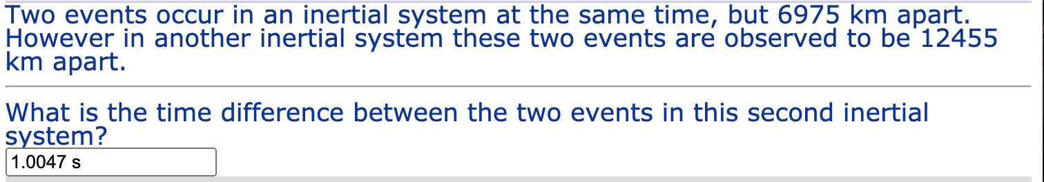 Solved Two events occur in an inertial system at the same | Chegg.com