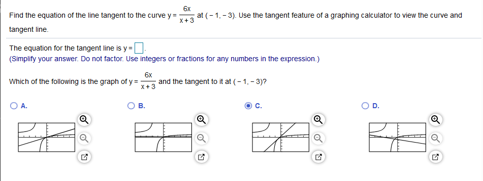 Solved 6x at (-1,-3). Use the tangent feature of a graphing | Chegg.com