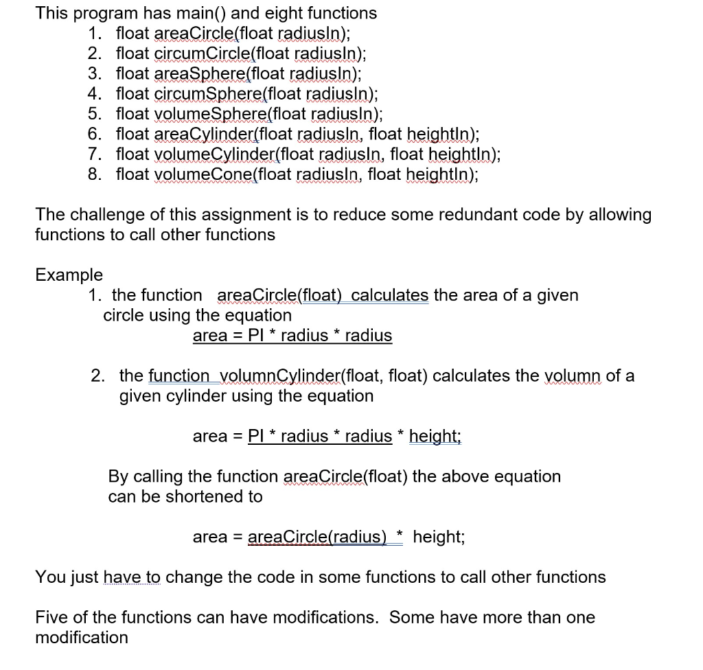 Solved This program has main() and eight functions 1. float | Chegg.com