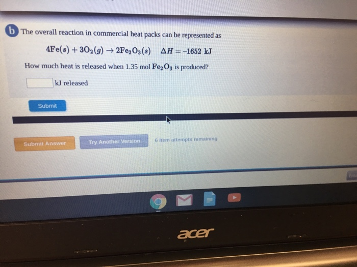 Solved b The overall reaction in commercial heat packs can | Chegg.com