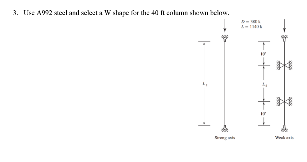 Solved 3. Use A992 steel and select a W shape for the 40ft | Chegg.com
