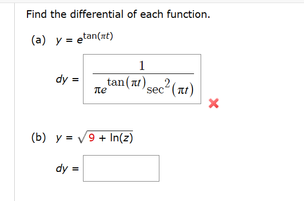 Solved Find the differential of each function. (a) | Chegg.com