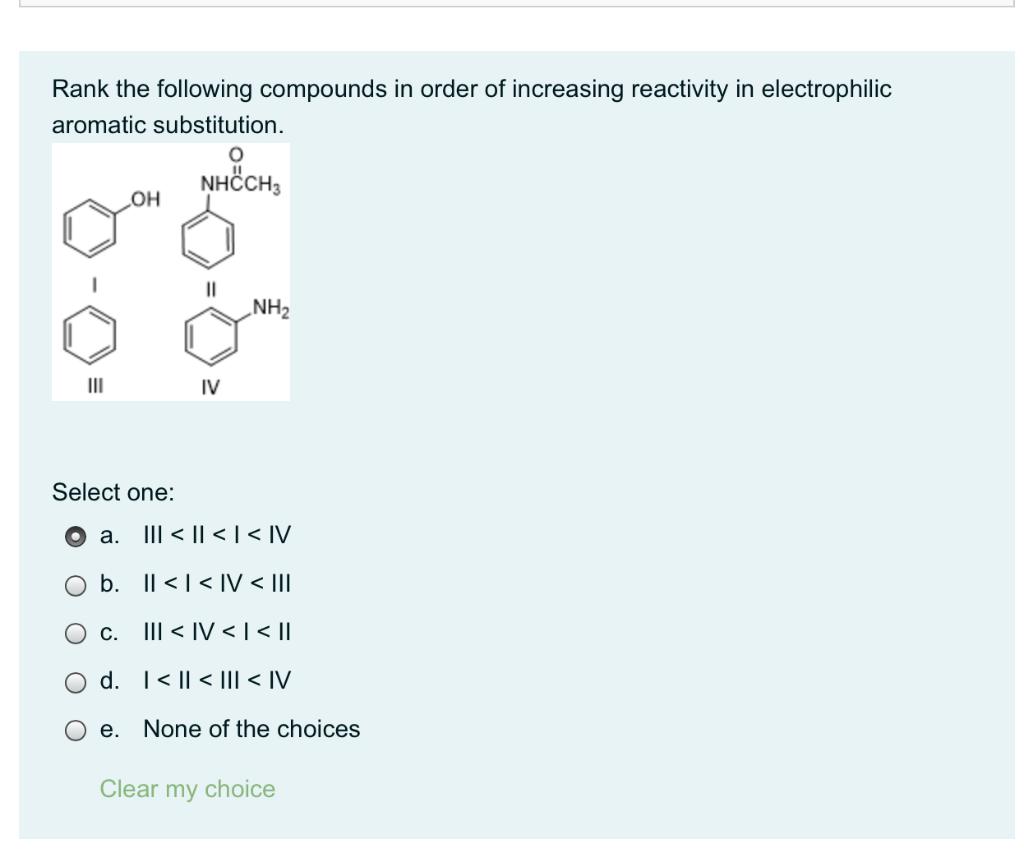 Solved Rank the following compounds in order of increasing | Chegg.com