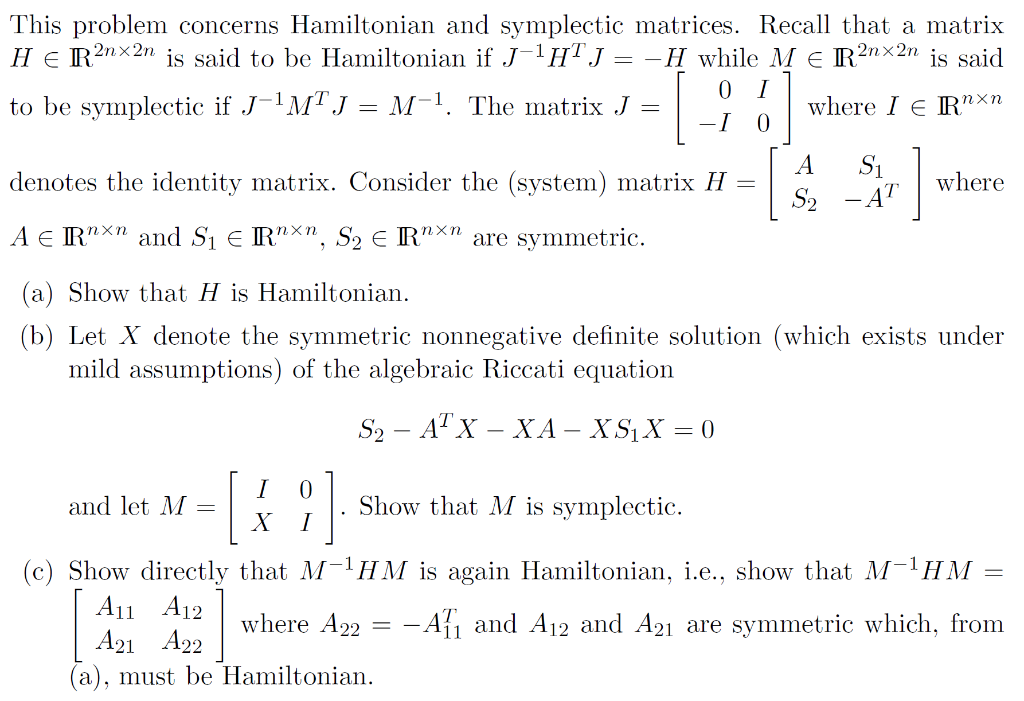 Solved This problem concerns Hamiltonian and symplectic | Chegg.com