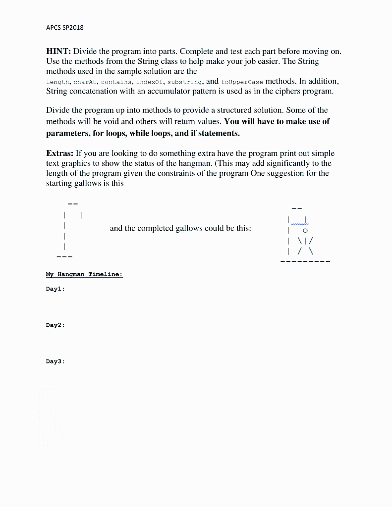 Solved Make a Hangman game in java, specific guidelines are | Chegg.com