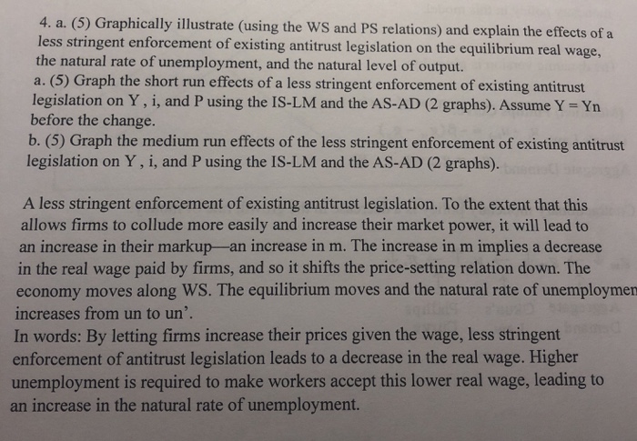 Solved 4. a. (5) Graphically illustrate (using the WS and PS | Chegg.com