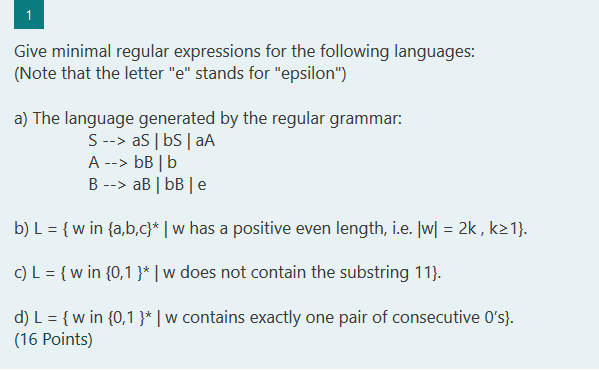 Solved Give minimal regular expressions for the following | Chegg.com
