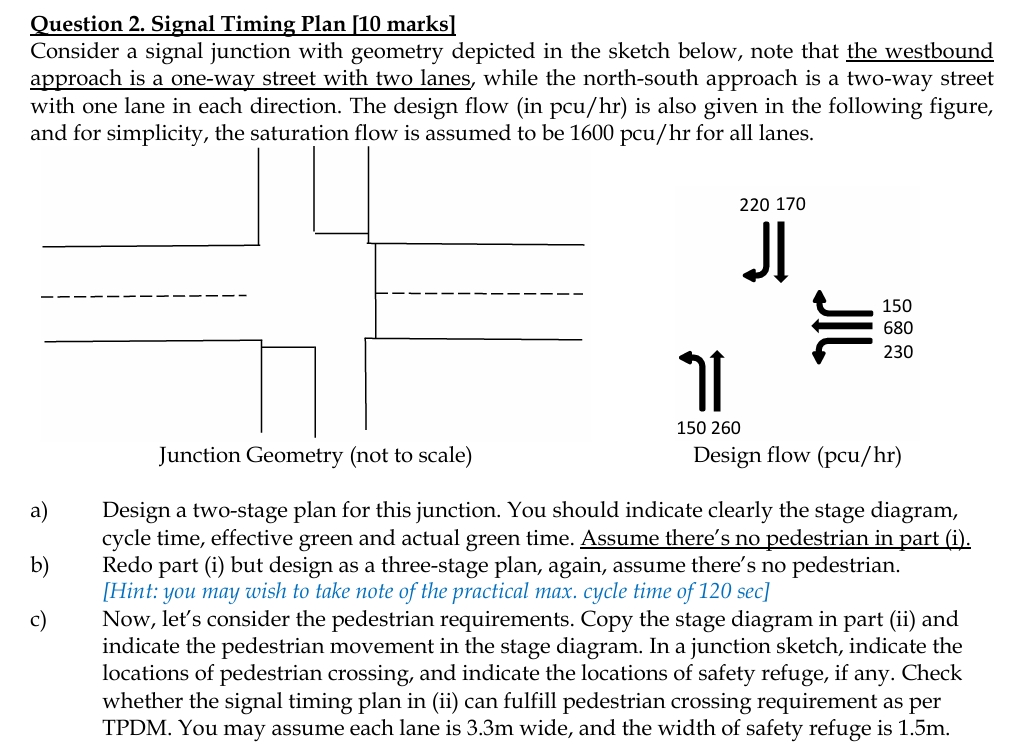 Question 2. ﻿Signal Timing Plan [10 ﻿marks]Consider a | Chegg.com