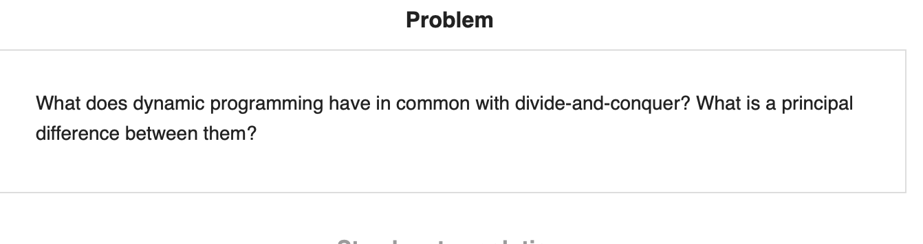 Solved Problem What does dynamic programming have in common | Chegg.com