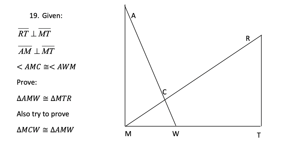 19. Given: A RT I MT R AM IMT