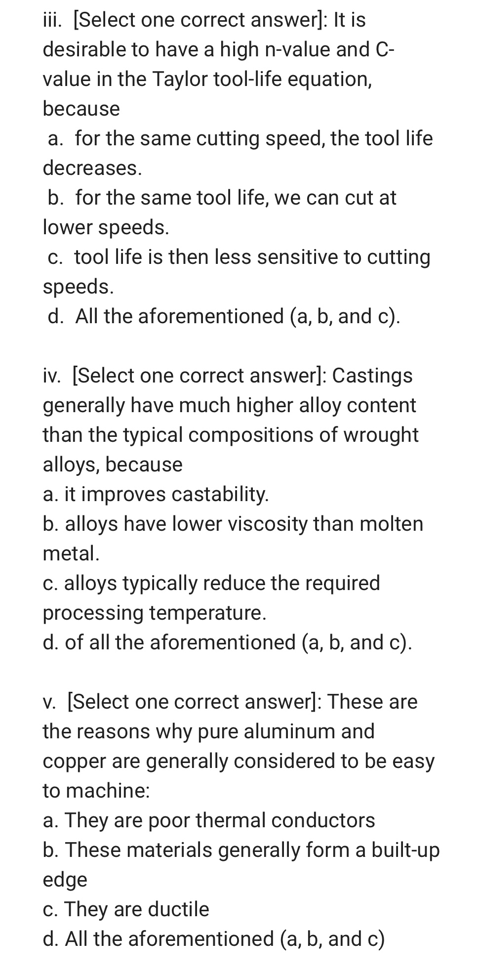 Solved iii. [Select one correct answer]: It is desirable to | Chegg.com