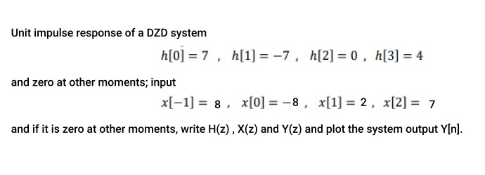Solved Unit impulse response of a DZD system | Chegg.com