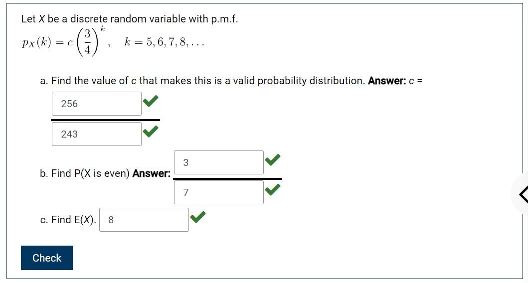 Solved k Let X be a discrete random variable with p.m.f. | Chegg.com