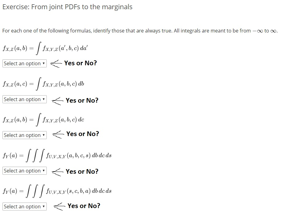 Solved Exercise: From joint PDFs to the marginals For each | Chegg.com