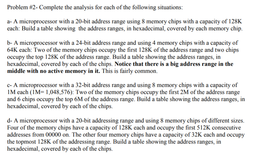Solved Problem #2- Complete the analysis for each of the | Chegg.com