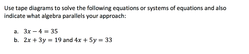Solved Use tape diagrams to solve the following equations or | Chegg.com
