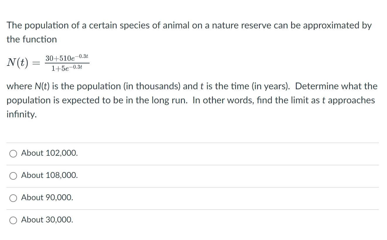 Solved The population of a certain species of animal on a | Chegg.com