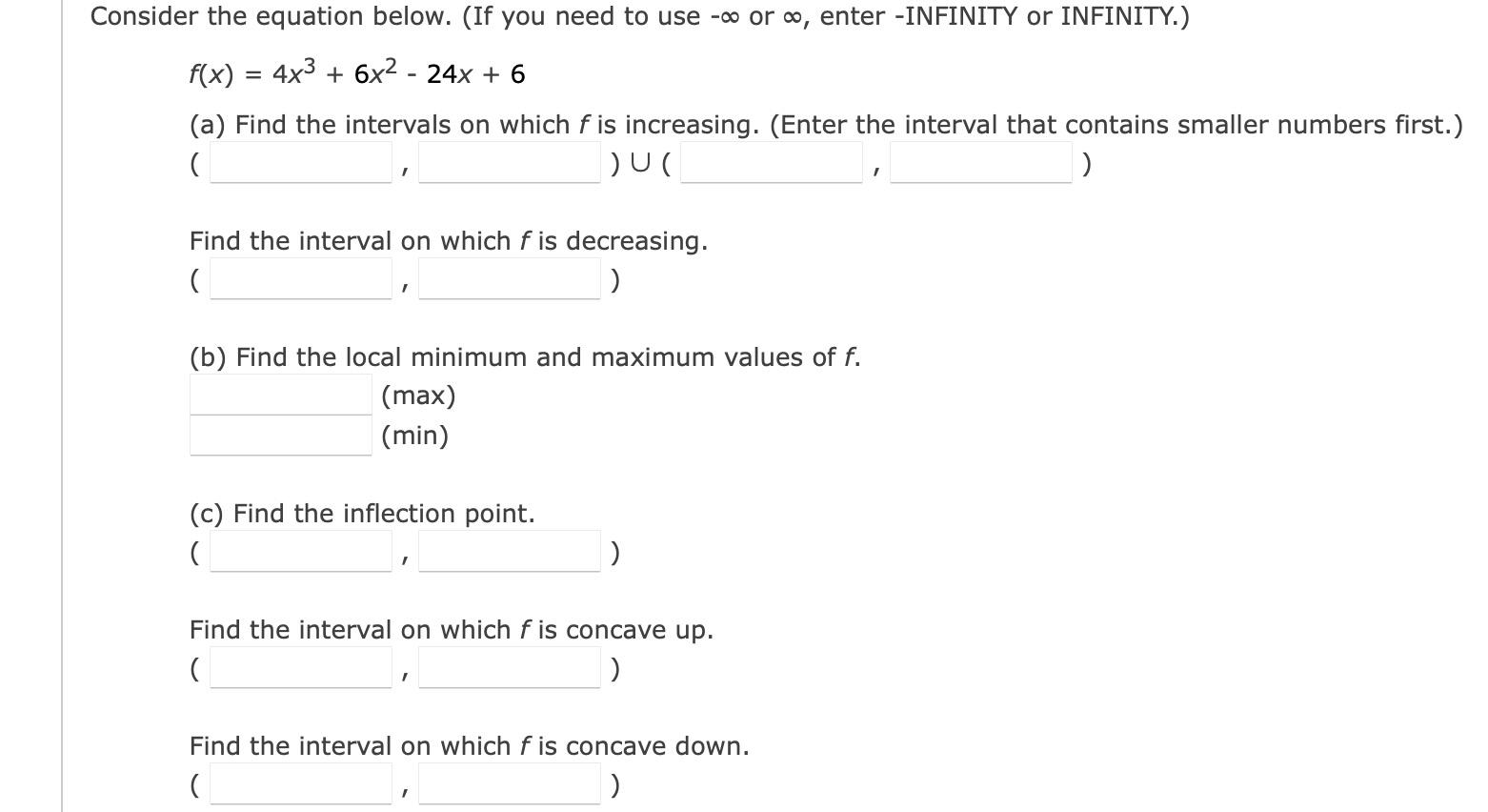 Solved Consider the equation below. (If you need to use -∞ | Chegg.com