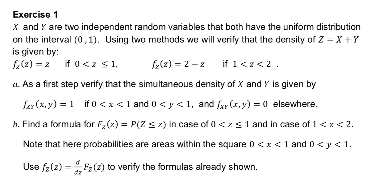 Solved Exercise 1 X and Y are two independent random | Chegg.com