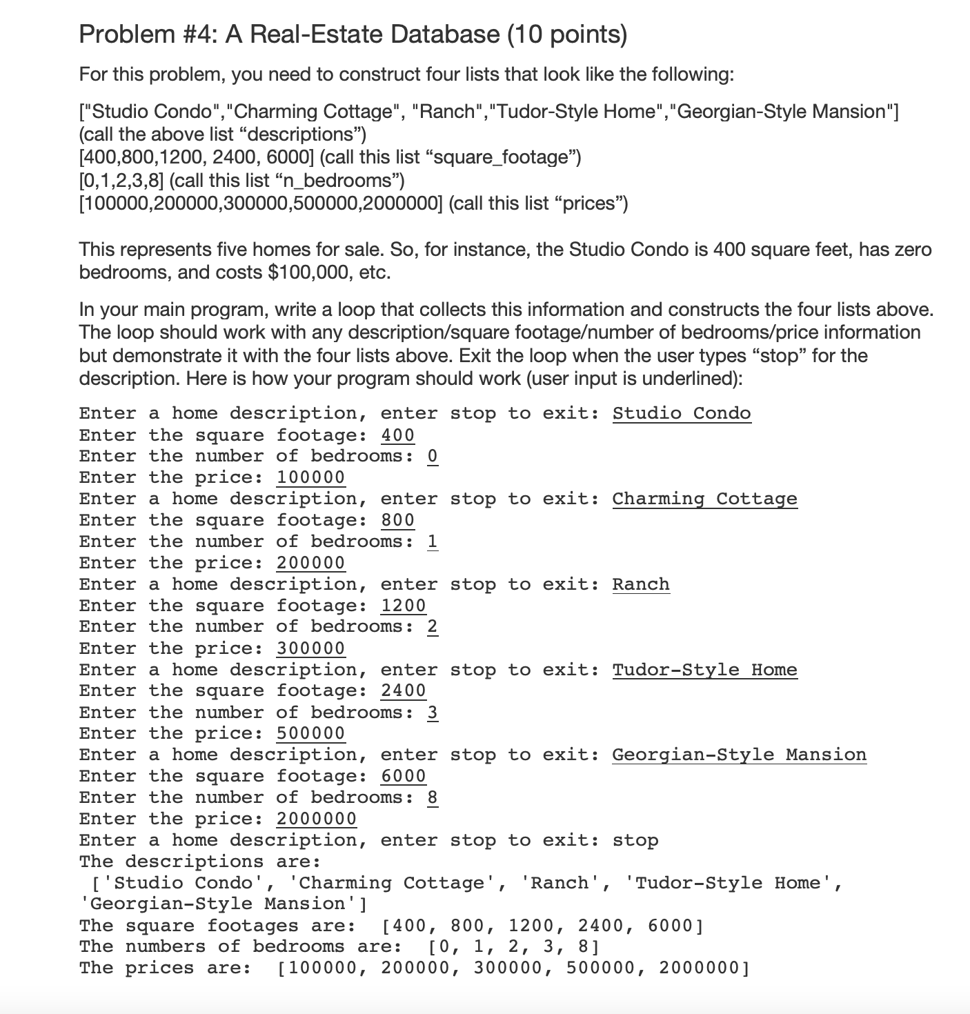 Solved Problem \#4: A Real-Estate Database (10 points) For | Chegg.com