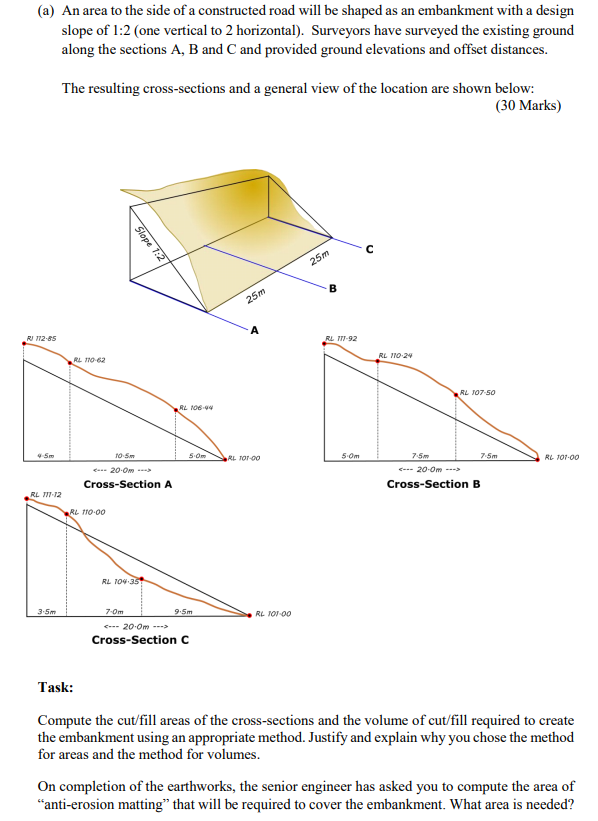Solved (a) An area to the side of a constructed road will be | Chegg.com