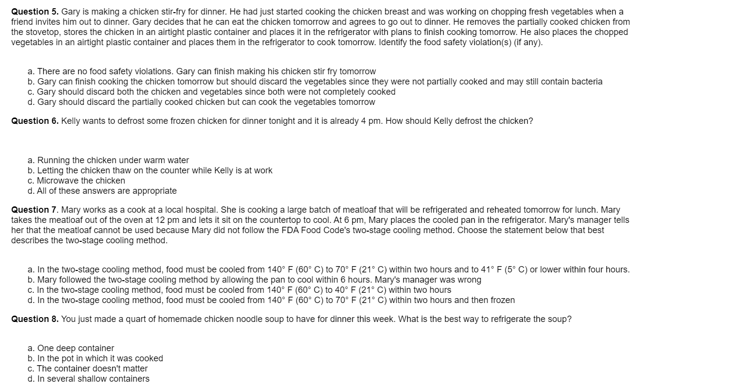 Solved Question 5. Gary is making a chicken stir-fry for | Chegg.com