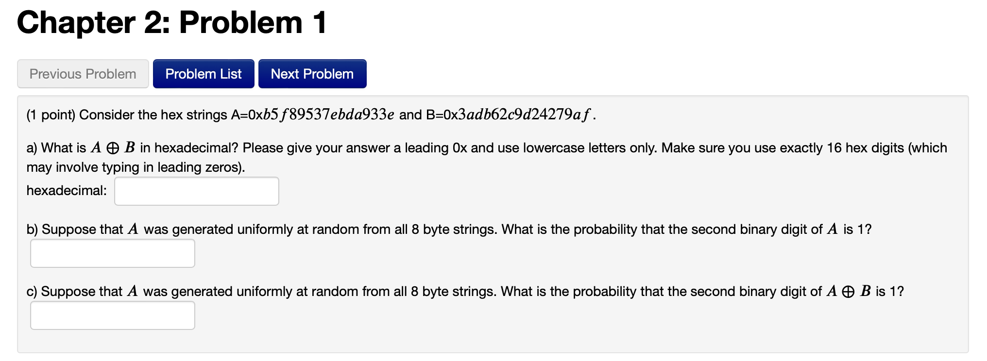 Solved (1 point) Consider the hex strings | Chegg.com