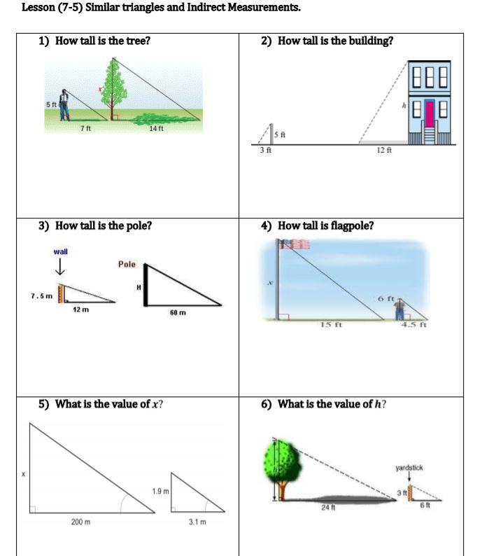 Solved Lesson (7-5) Similar triangles and Indirect | Chegg.com