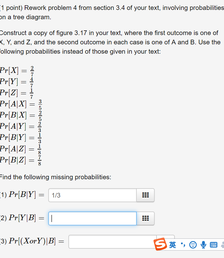 Solved 1 point) Rework problem 4 from section 3.4 of your | Chegg.com