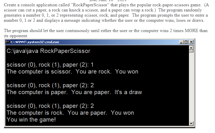 Solved Create a console application called “RockPaper | Chegg.com