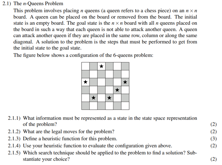 Solved 2.1) The n-Queens Problem This problem involves | Chegg.com