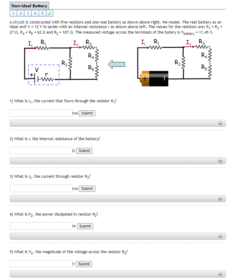 Solved A circuit is constructed with five resistors and one | Chegg.com