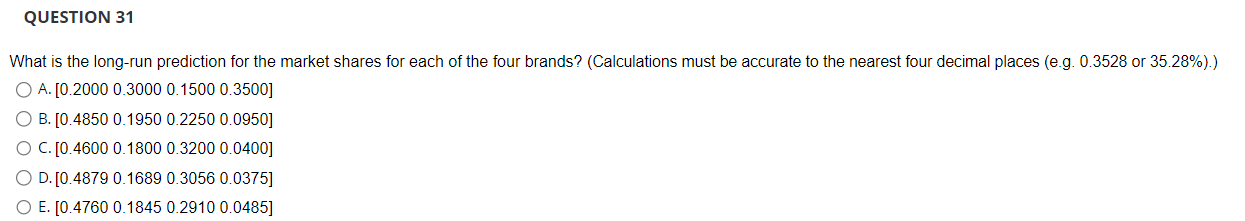 Solved A company is considering using the Markov Process to | Chegg.com