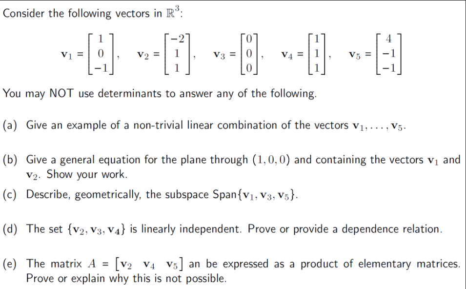 Solved Consider the following vectors in R3: 1 0 4 Vi 0 V2 | Chegg.com