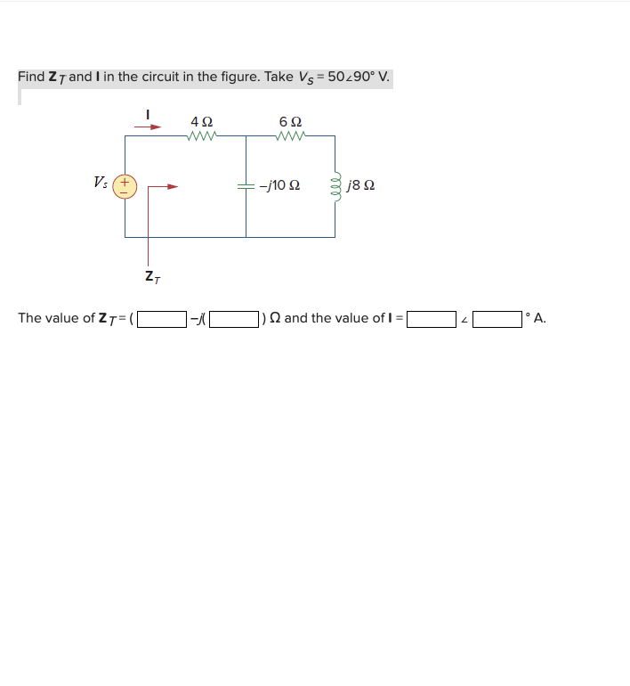 Solved Find ZT and I in the circuit in the figure. Take | Chegg.com