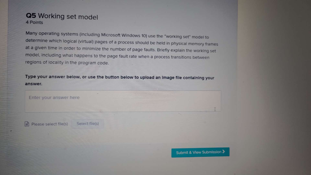 Q5 Working set model 4 Points Many operating systems | Chegg.com