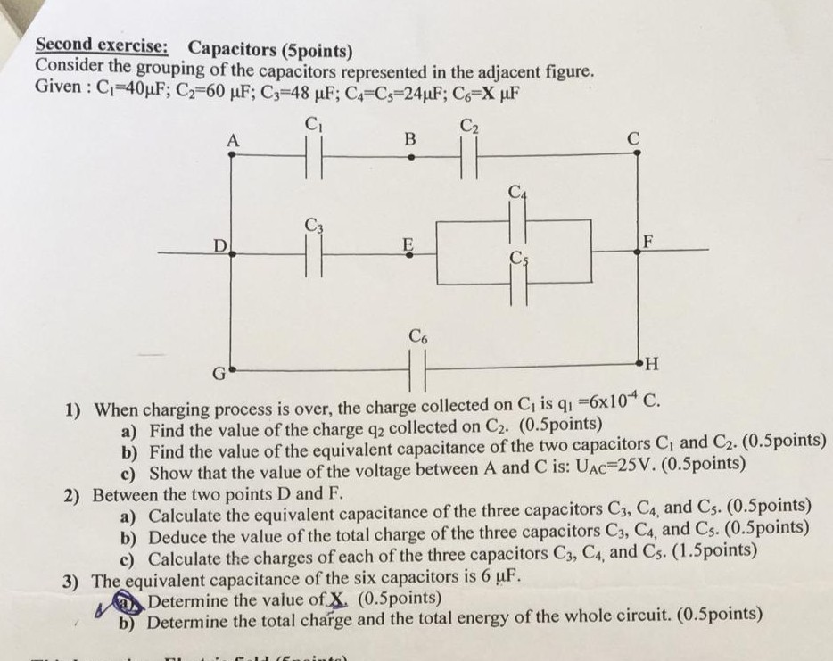 Solved Second exercise: Capacitors (5points) Consider the | Chegg.com