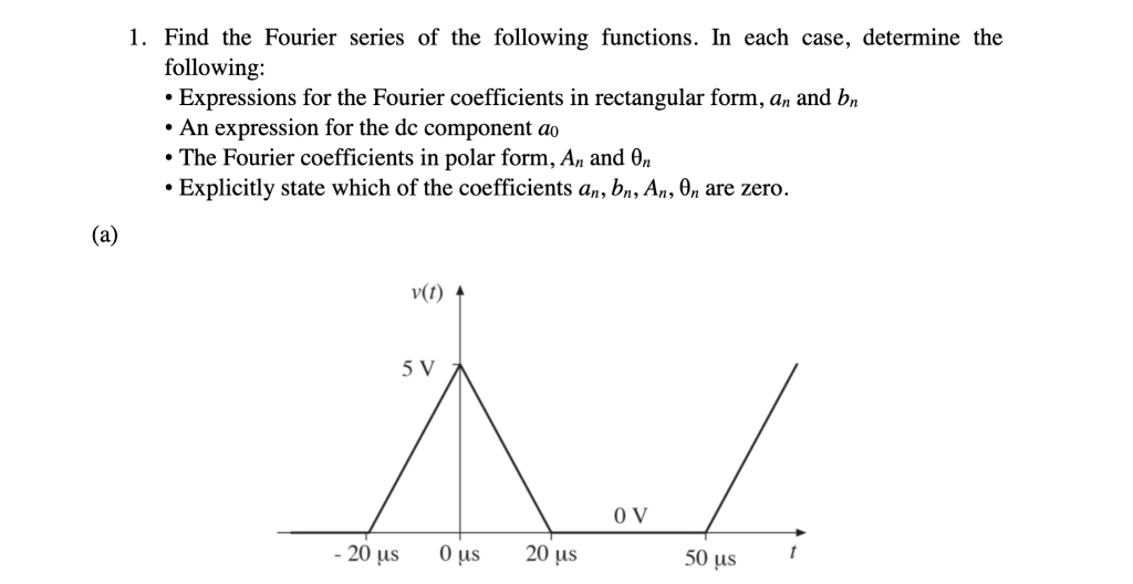 Solved 1. Find the Fourier series of the following | Chegg.com