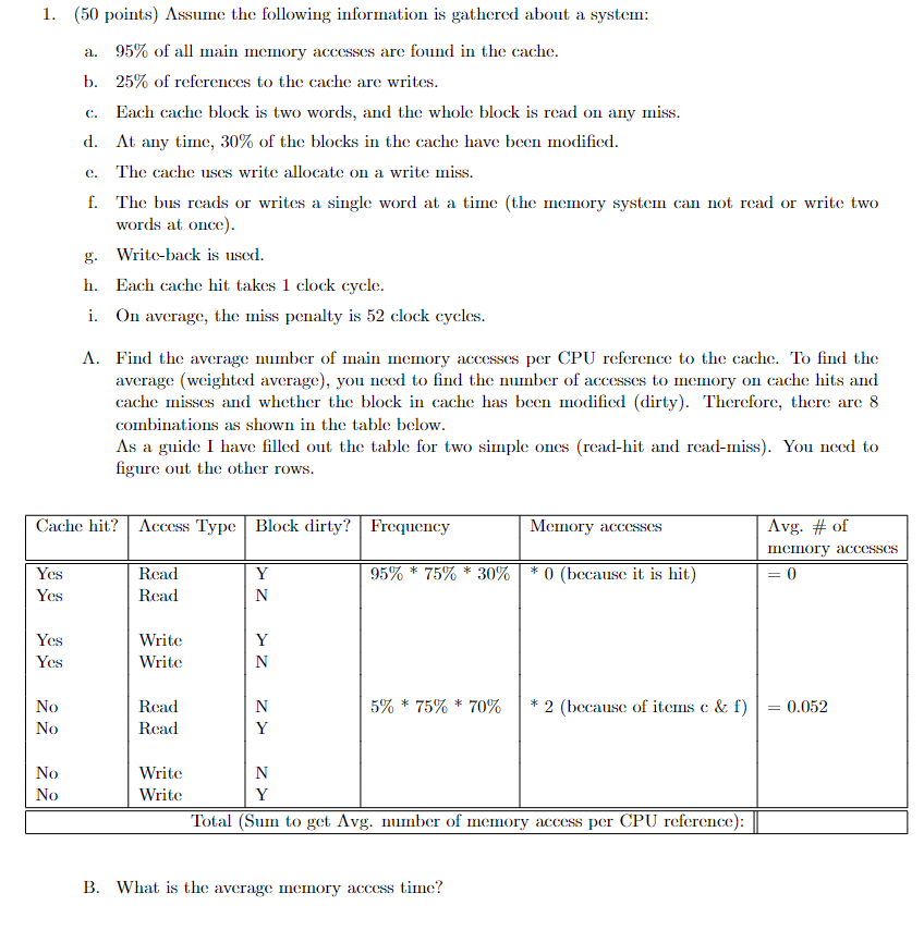 Solved 1. ( 50 points) Assume the following information is | Chegg.com