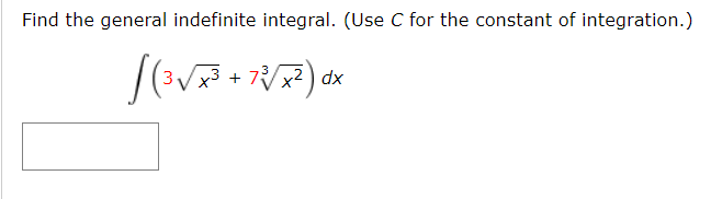 Solved Evaluate the indefinite integral. (Use C for the | Chegg.com