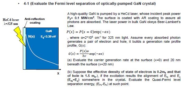 Solved 4-1 (Evaluate the Fermi level separation of | Chegg.com