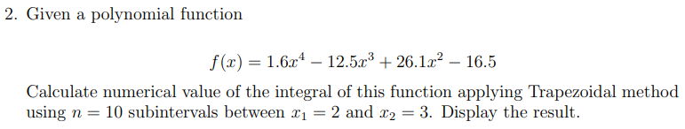 Solved 2. Given a polynomial function | Chegg.com