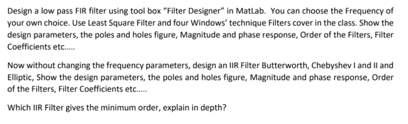 Solved Design a low pass FIR filter using tool box “Filter | Chegg.com