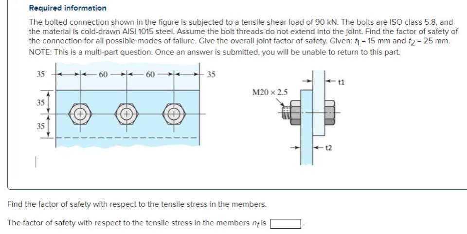 Solved Required information The bolted connection shown in | Chegg.com