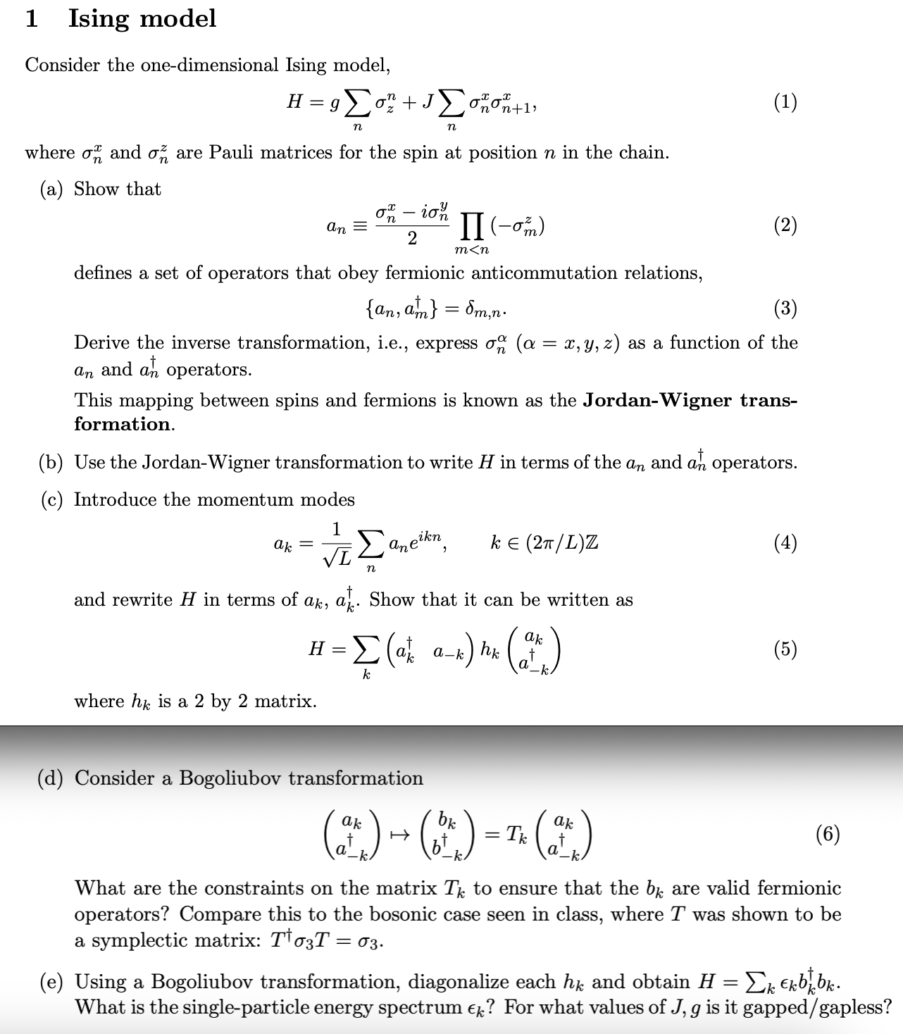 Solved 1 ﻿Ising modelConsider the one-dimensional Ising | Chegg.com