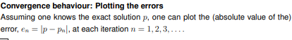 Convergence behaviour: Plotting the errors Assuming | Chegg.com