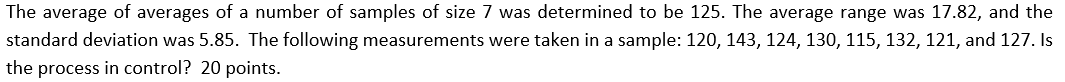 Solved The average of averages of a number of samples of | Chegg.com